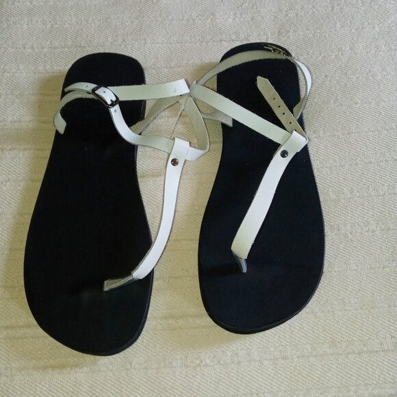 Calpas | Shoes | Leather Calpas Handmade White Sandals Sz 1 | Poshmark
